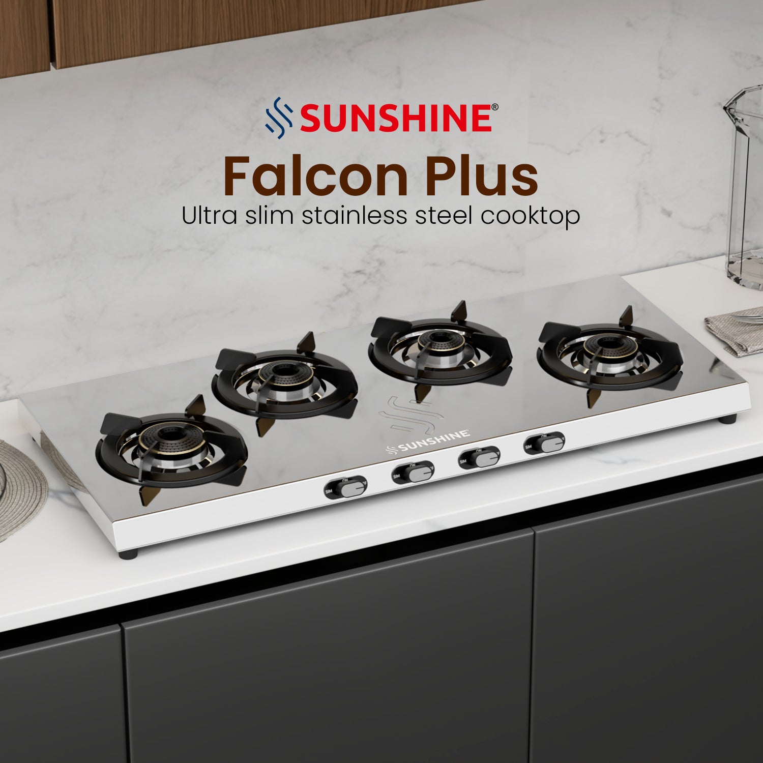 Sunshine Falcon Plus Ultra Slim Stainless Steel Cooktop, ISI Certified ...