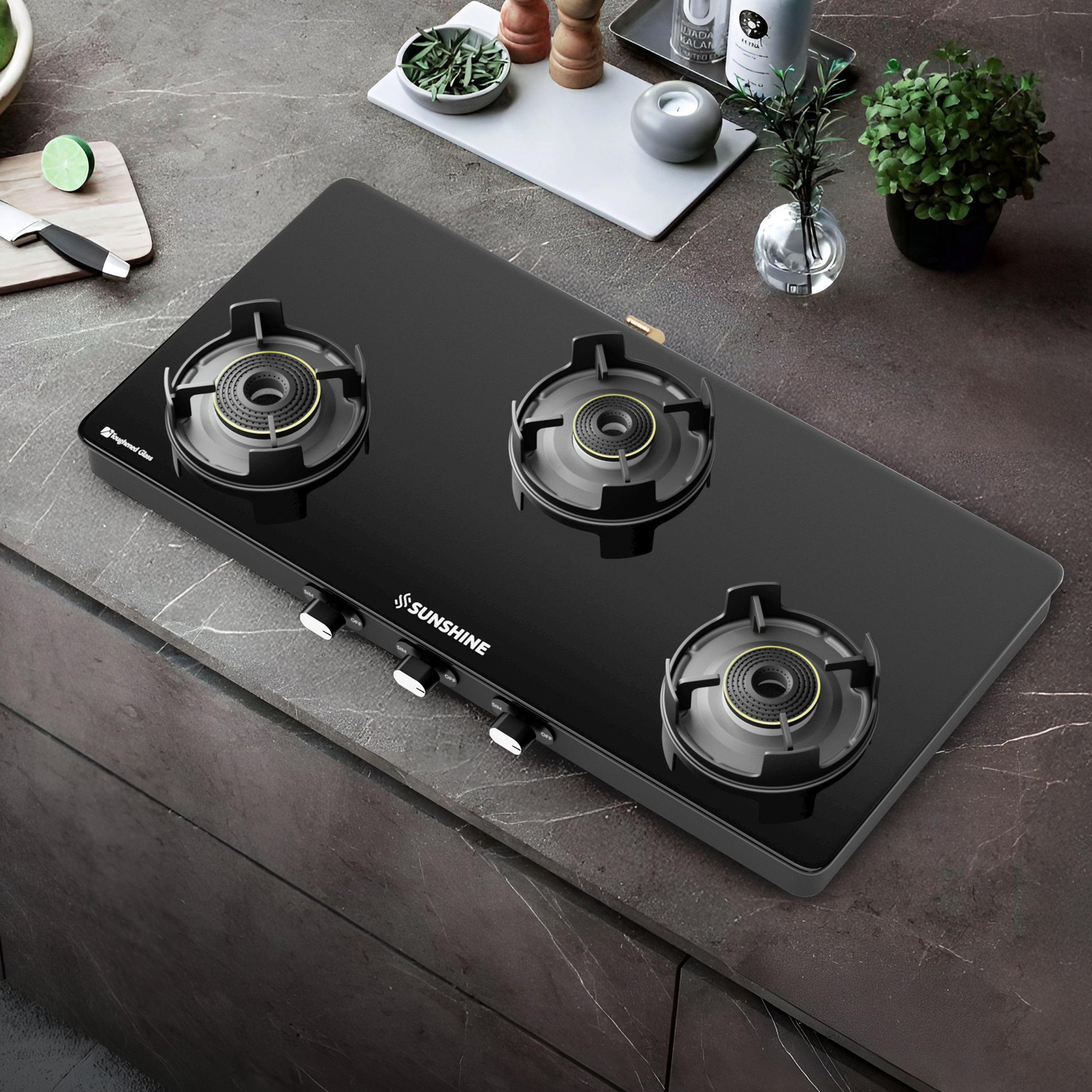 Sunshine Regal Pro 3 Burner Gas Stove Toughened Glass Cooktop Manual I ...