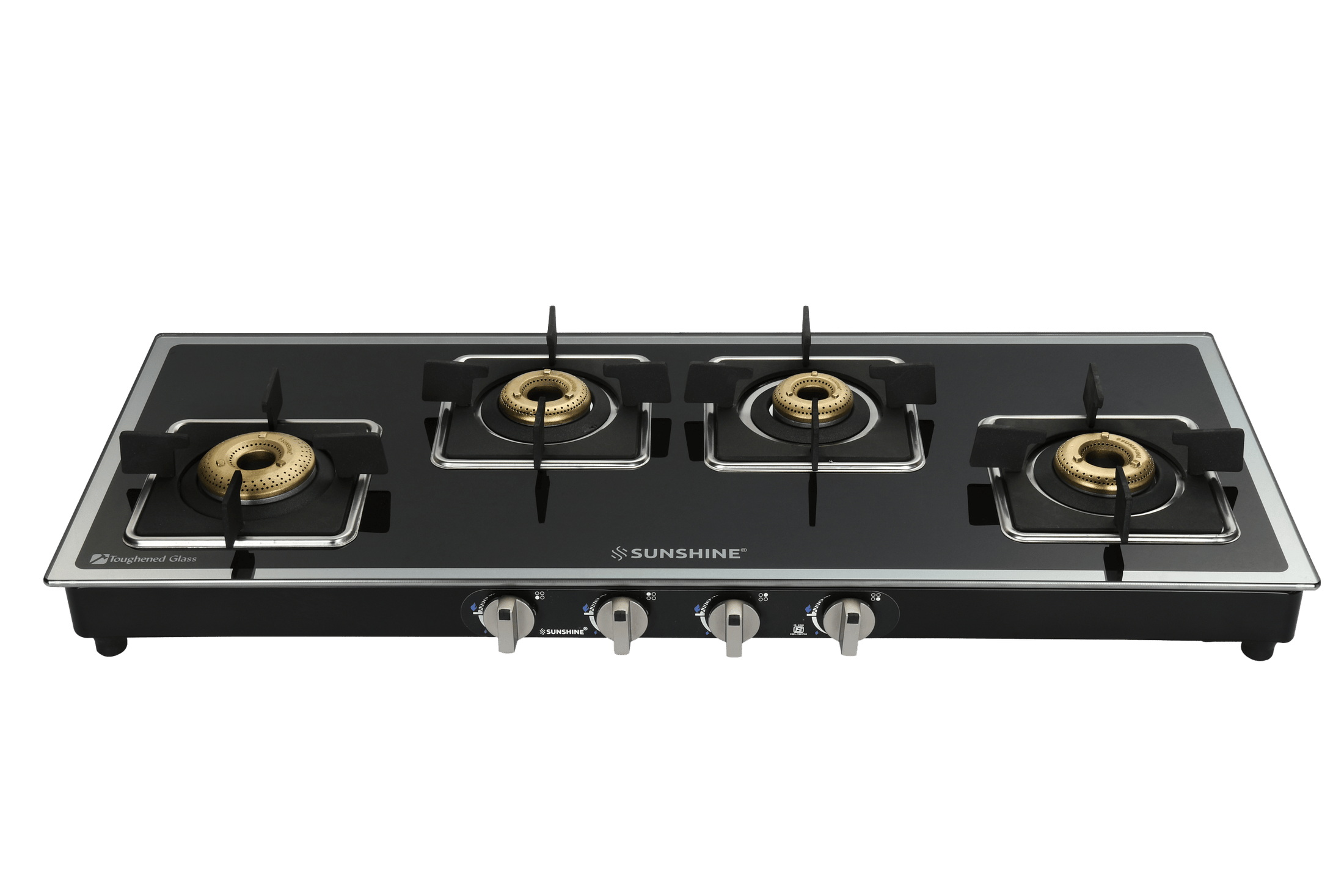 Sunshine Olympic Silver 4 Burner Glass Top Gas Stoves Manual Ignition ...