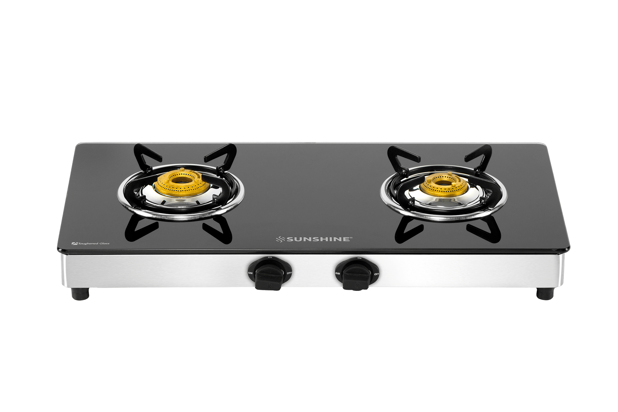 Sunshine Swift Double Burner Toughened Glass Gas Stove Manual Ignition ...