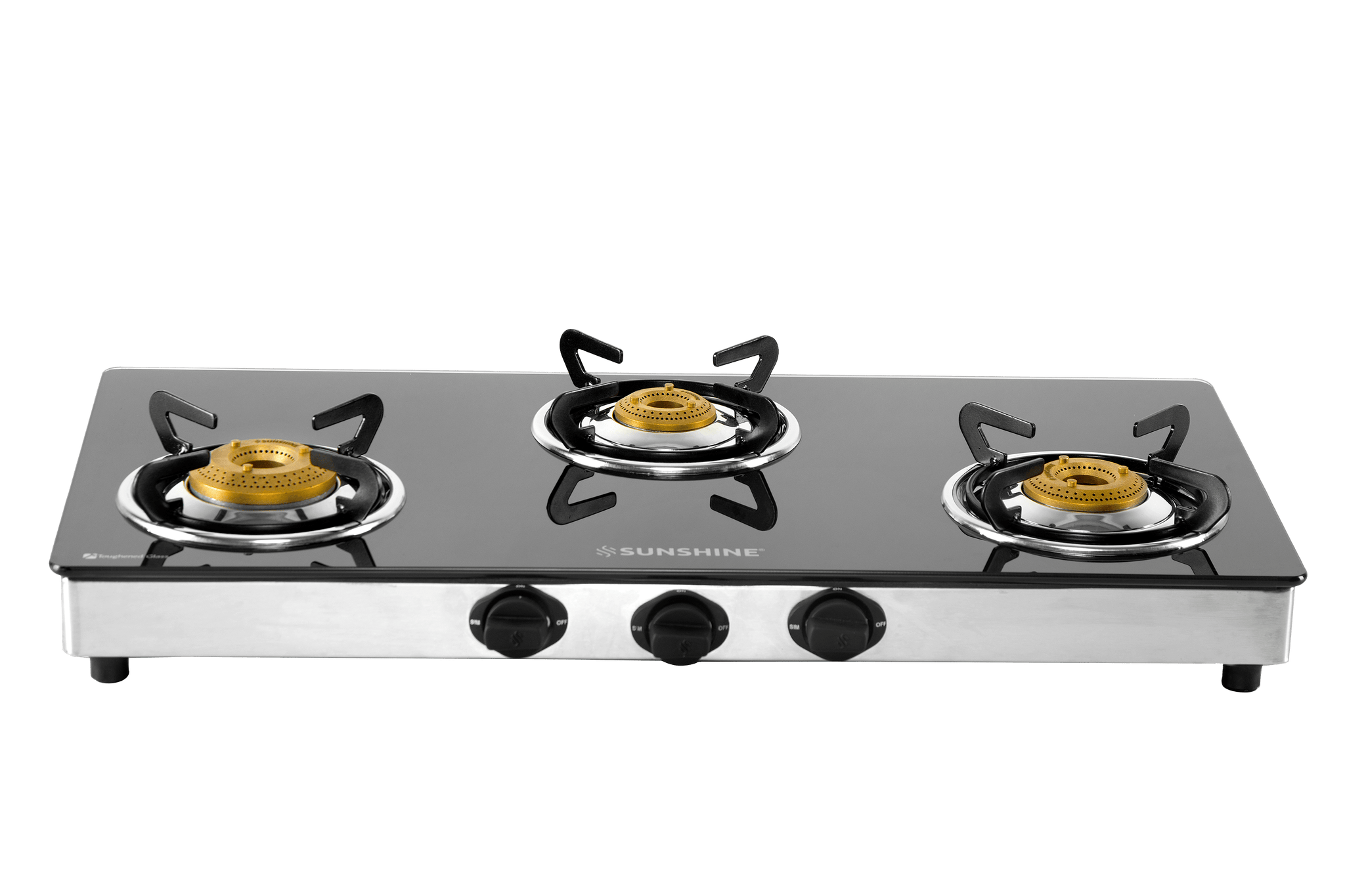 Sunshine Swift Three Burner Toughened Glass Gas Stove Manual Ignition ...