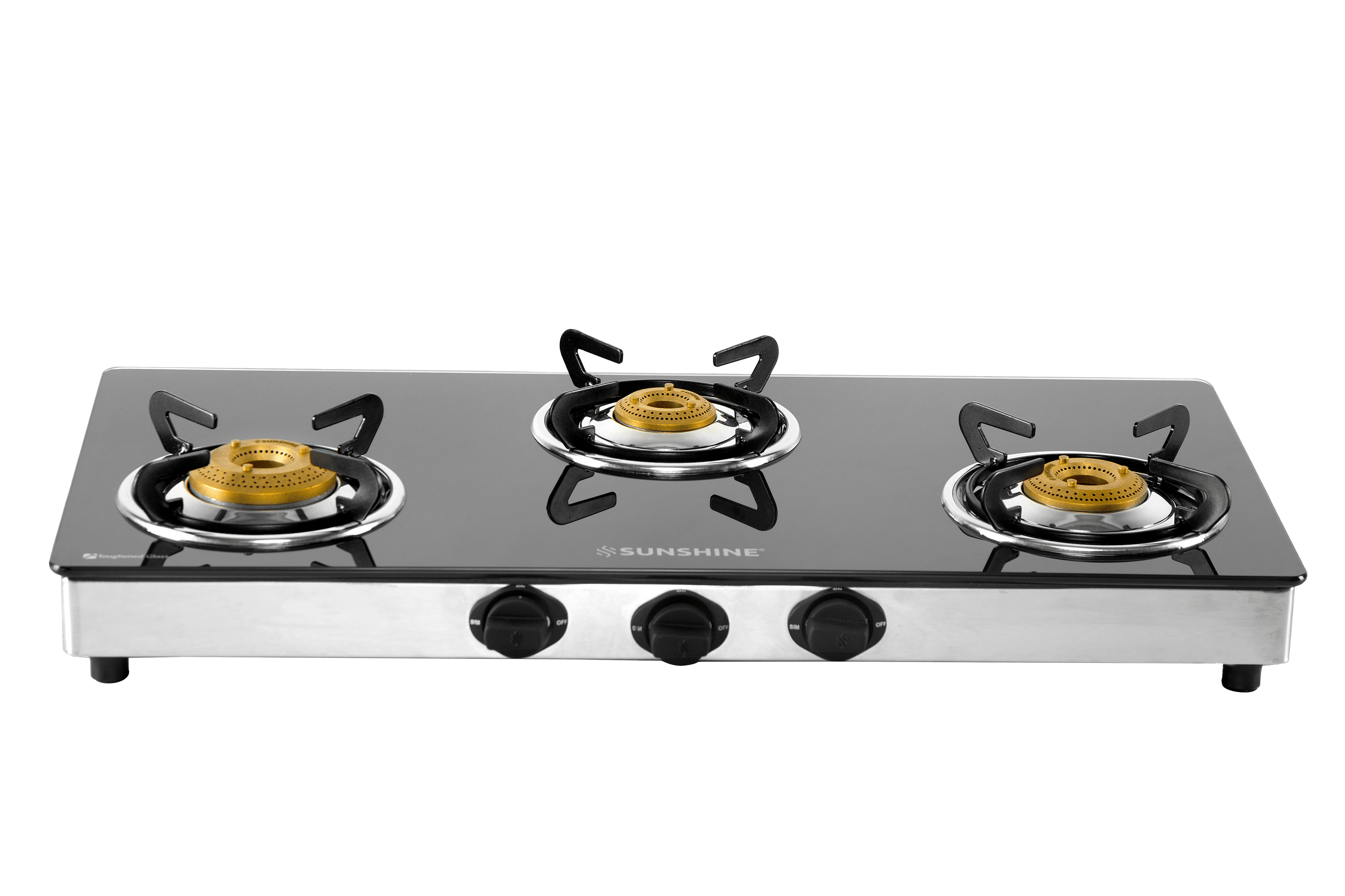 Sunshine Swift Three Burner Toughened Glass Gas Stove Manual Ignition ...
